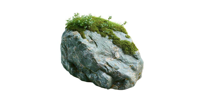 Large Moss-Covered Rock with Greenery. Nature and Growth Concept ...