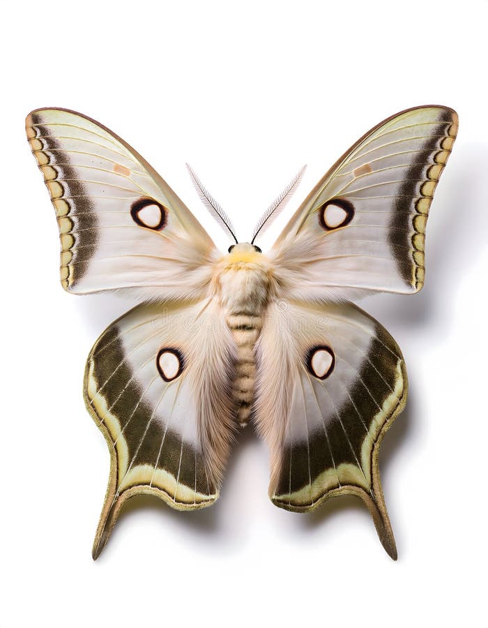 Large Moth with Patterned Wings on White Background Stock Illustration ...
