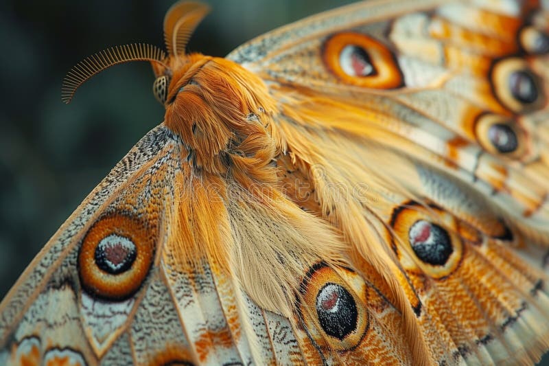 A Large Moth is Shown Showing Off Its Wings with Black Spots Stock ...