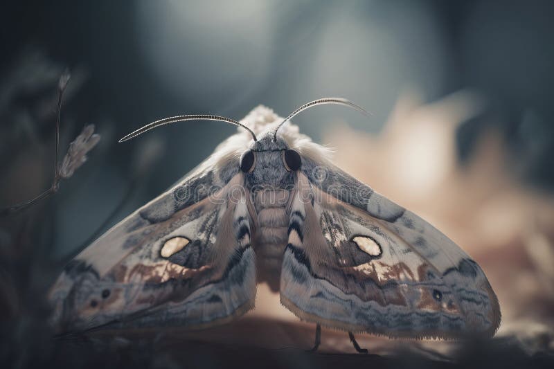 A Large Moth Sitting on Top of a Leaf Covered Ground Stock Illustration ...