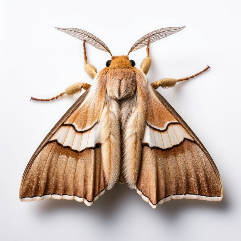 Large Moth Displaying Intricate Patterns and Colors on a White ...