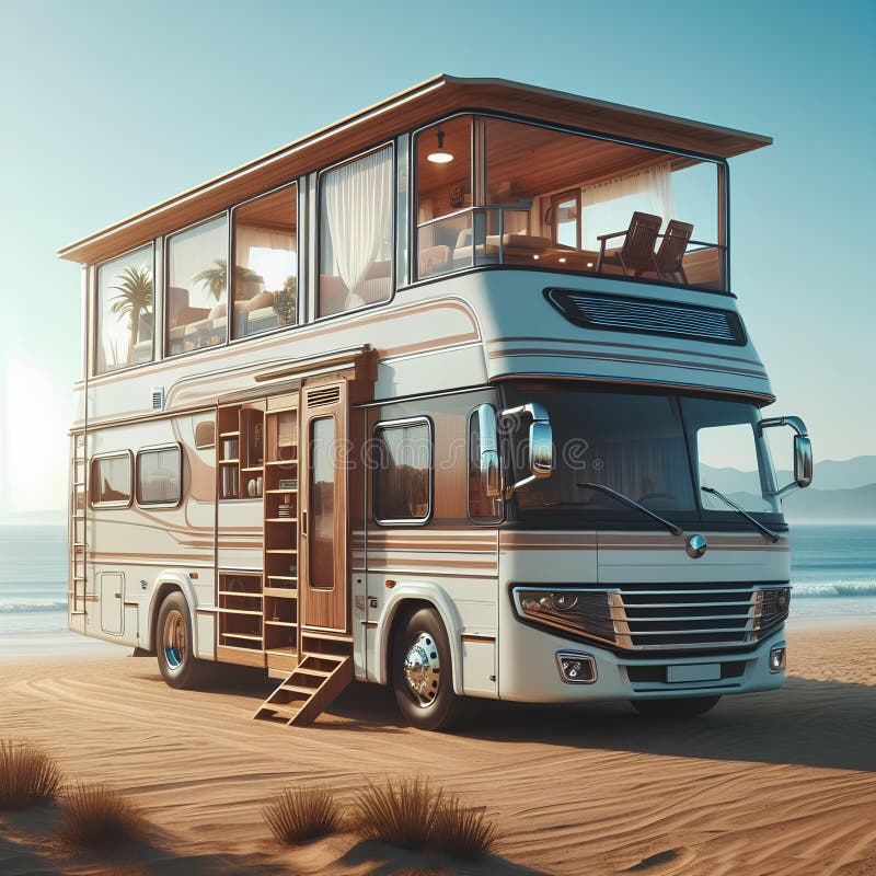 Large Motorhome Made from a Modern Bus Against the Background of the ...