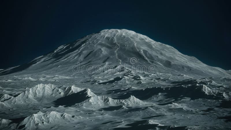 A Large Mountain Covered in Snow and Ice with a Moon Behind it, AI ...