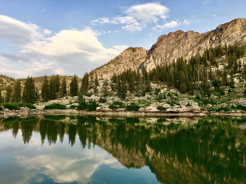 Large Mountain Lake with Relection Stock Image - Image of relection ...