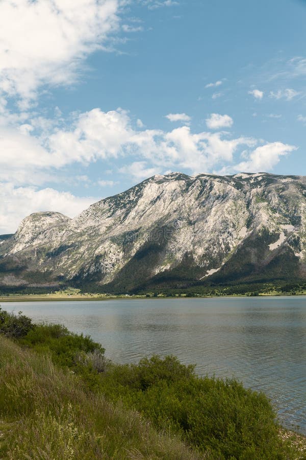 Large Mountain Range with a Lake Stock Photo - Image of ridge, mountain ...
