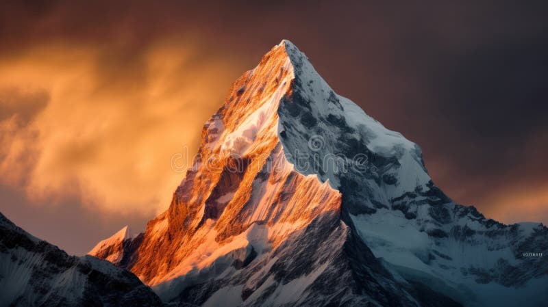 A Large Mountain with a Very Tall Peak. AI Generative Image. Stock ...