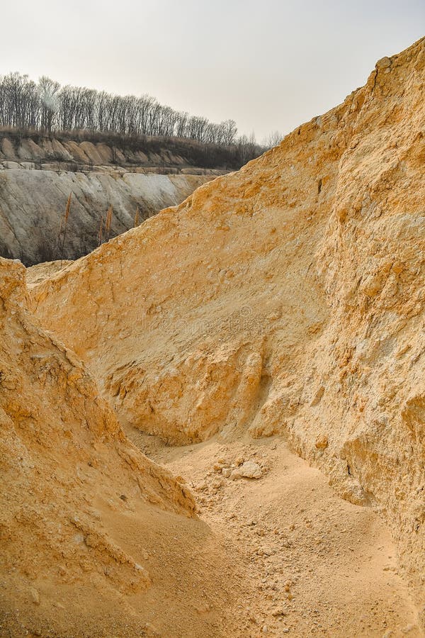 Large Mountains of Yellow Sand. Stock Image - Image of desert, mining ...