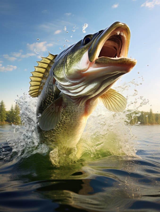Large-mouthed Fish Leaping from Ocean Stock Photo - Image of mouth ...