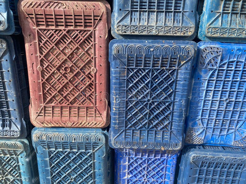 Large Multi-colored Plastic Boxes for Goods and Products Stand As a ...