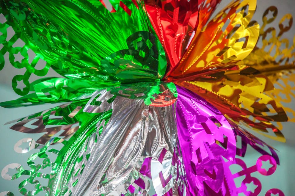 Large Multi-colored Snowflake Made from Bright Foil Stock Photo - Image ...
