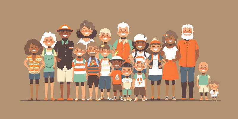 Large Multi-generational Family Posing Together and Smiling Stock ...