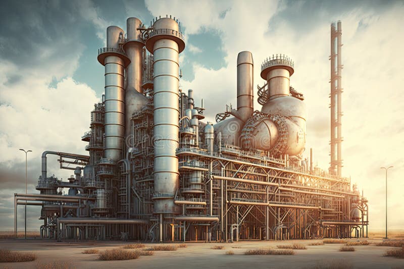 Large Multi-storey Building at Oil Processing Plant or Refinery Complex ...