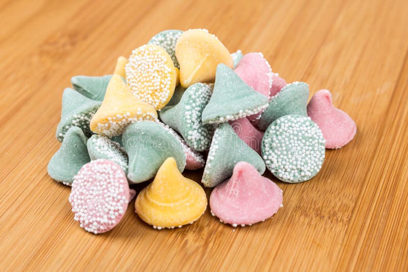 Large Multicolored Drops with Sugar Ball Coated Candy Stock Photo ...