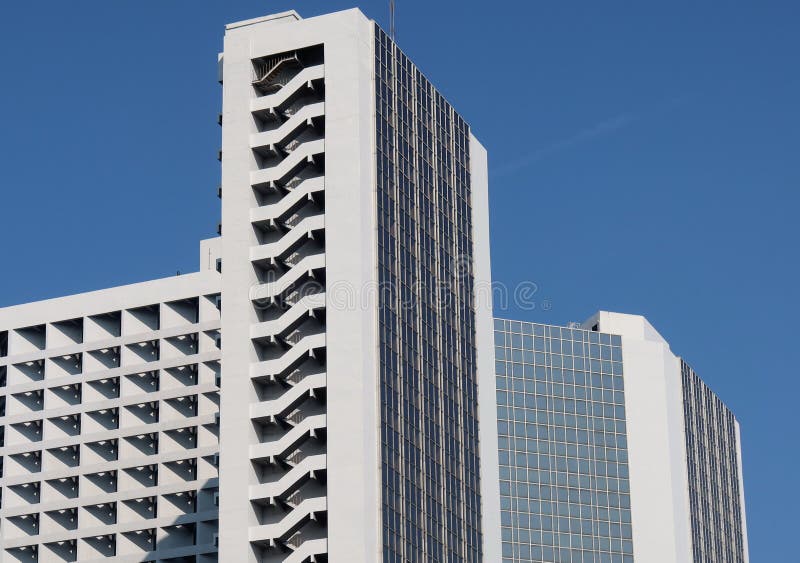 Multiple-story Building Soars into Blue Sky Stock Photo - Image of ...