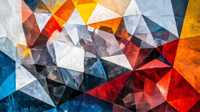 Colorful Geometric Mural Displays Vibrant Shapes and Dynamic Patterns ...