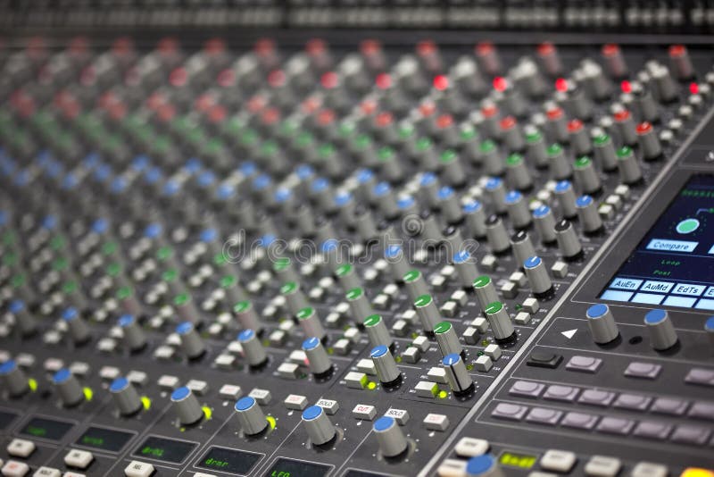 Large Music Mixer Desk in Recording Studio Stock Image - Image of level ...