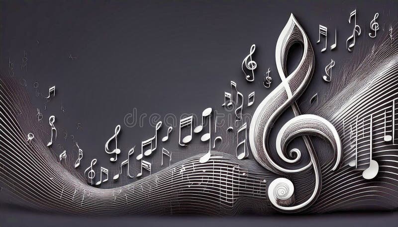 Large Musical Note a Treble Clef on Abstract Background, for ...