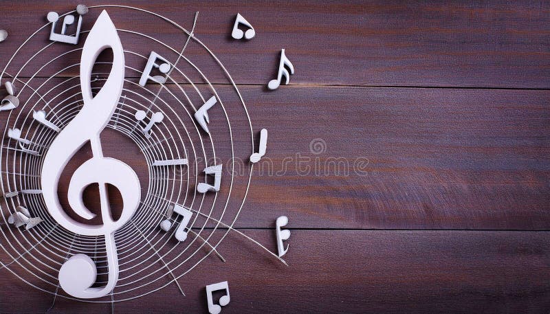 Large Musical Note a Treble Clef on Abstract Background, for ...