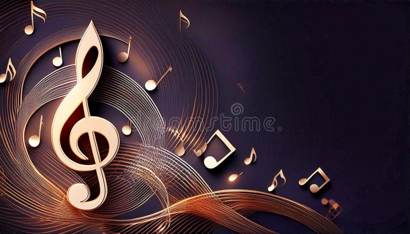 Large Musical Note a Treble Clef on Abstract Background, for ...