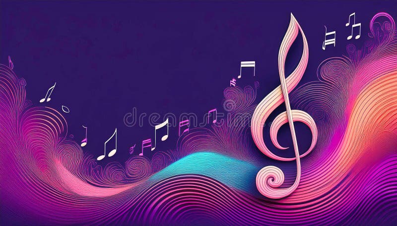 Large Musical Note a Treble Clef on Abstract Background, for ...
