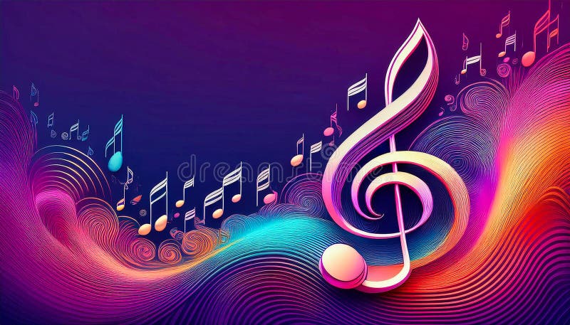 Large Musical Note a Treble Clef on Abstract Background, for ...