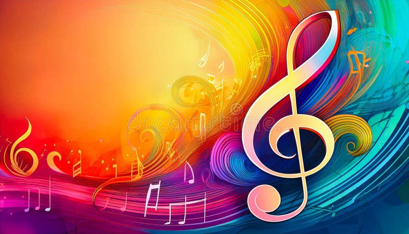 Large Musical Note a Treble Clef on Abstract Background, for ...