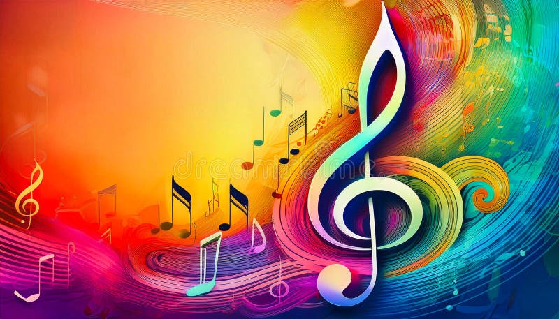 Large Musical Note a Treble Clef on Abstract Background, for ...