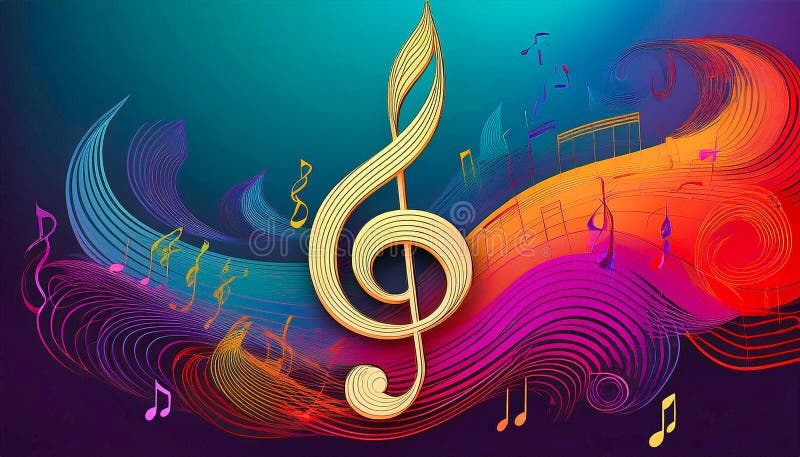 Large Musical Note a Treble Clef on Abstract Background, for ...