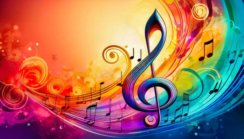 Large Musical Note a Treble Clef on Abstract Background, for ...