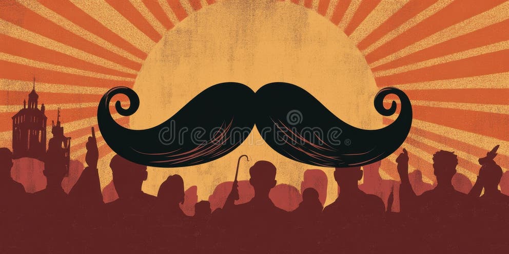 A Large Mustache on Red Background Stock Image - Image of black ...