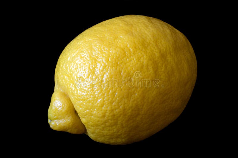A Large Natural Lemon on a Black Background. Stock Image - Image of ...