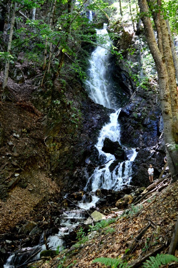 Large Natural Mountain Waterfall Stock Image - Image of green, summer ...