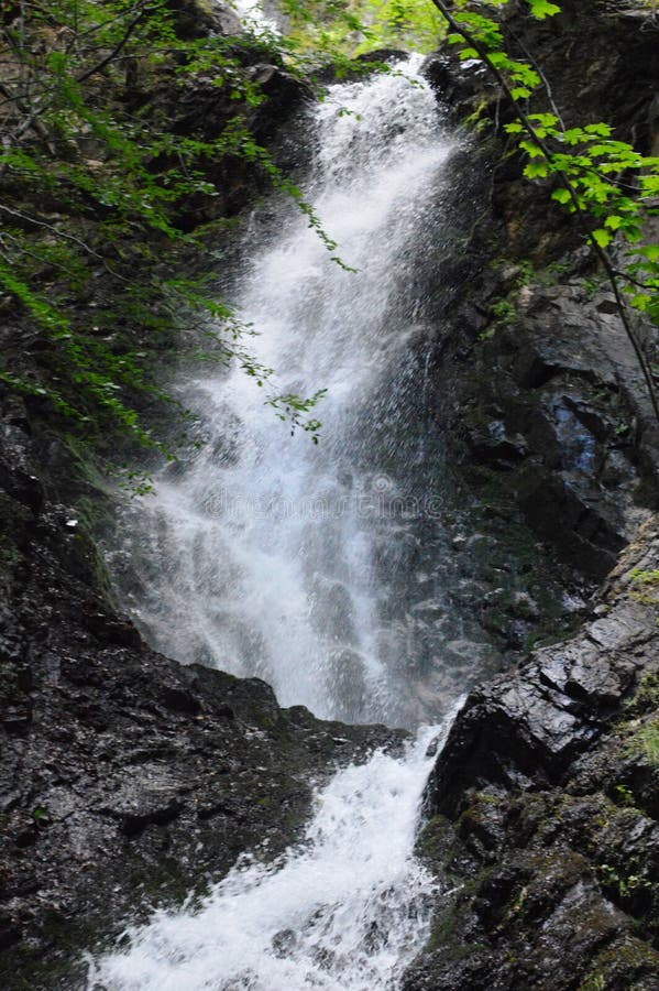 Large Natural Mountain Waterfall Stock Image - Image of summer, green ...