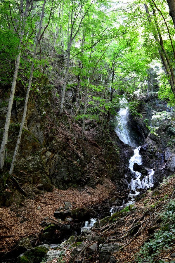Large Natural Mountain Waterfall Stock Image - Image of summer, hill ...