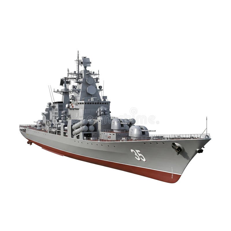 Naval Cruiser Sailing in Open Waters with Advanced Radar Systems and ...