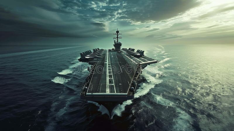 A Large Navy Ship is Sailing through the Ocean Stock Image - Image of ...