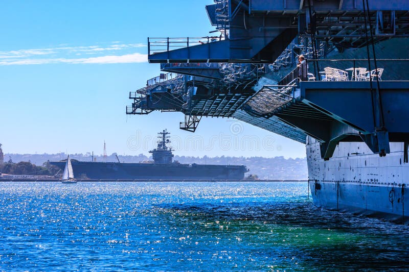 A Large Navy Ship is Sailing in the Ocean Stock Photo - Image of ...