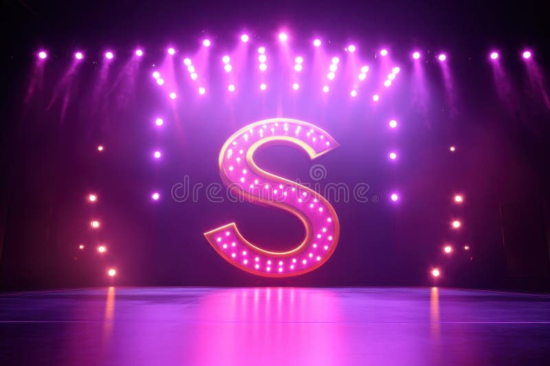 A Large Neon Sign with the Letter S on it Stock Illustration ...