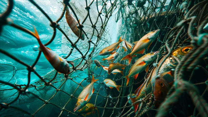 A Large Net with Fish in it Stock Photo - Image of goldfish, marine ...