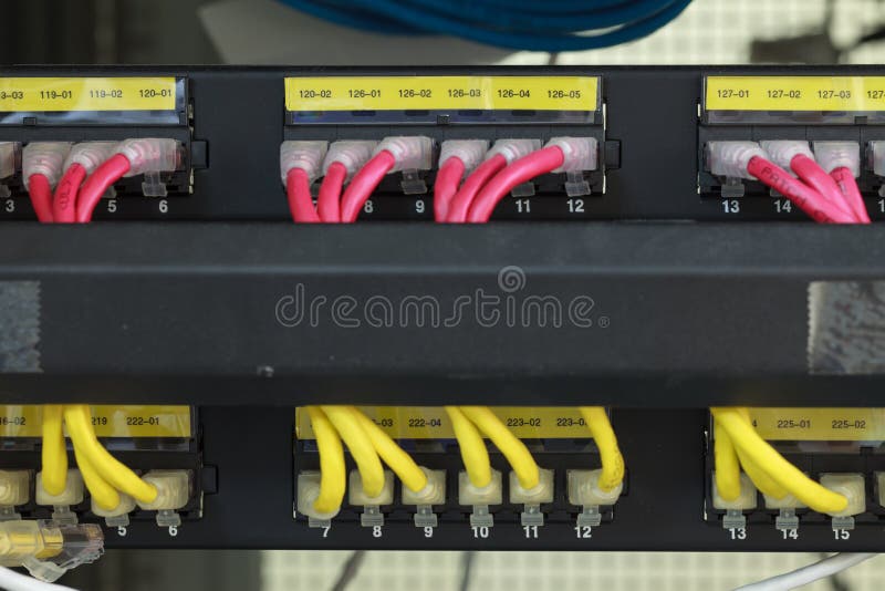 Large Network Hubs with Connected Cables Stock Photo - Image of link ...
