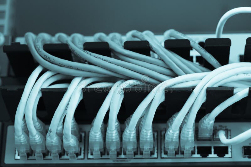 Large Network Hub Connected Internet with LAN Cables Stock Image ...