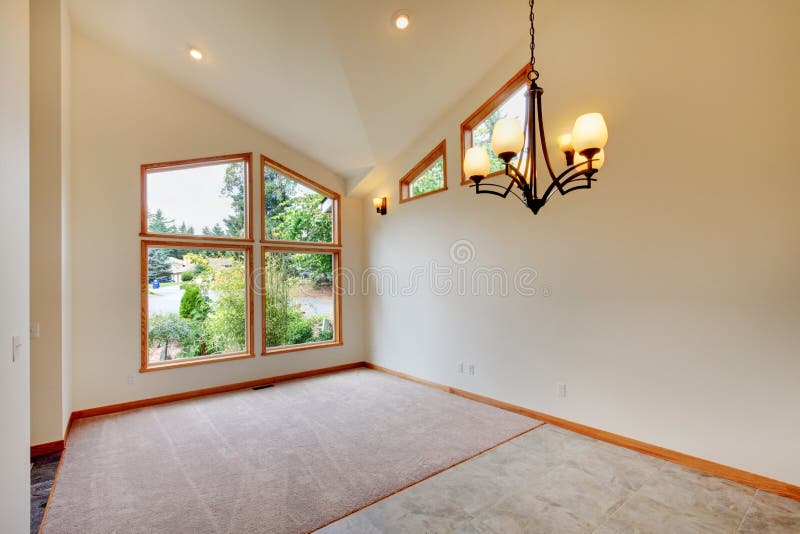 Large New Empty Living Room with Big Wndow Stock Photo - Image of ...