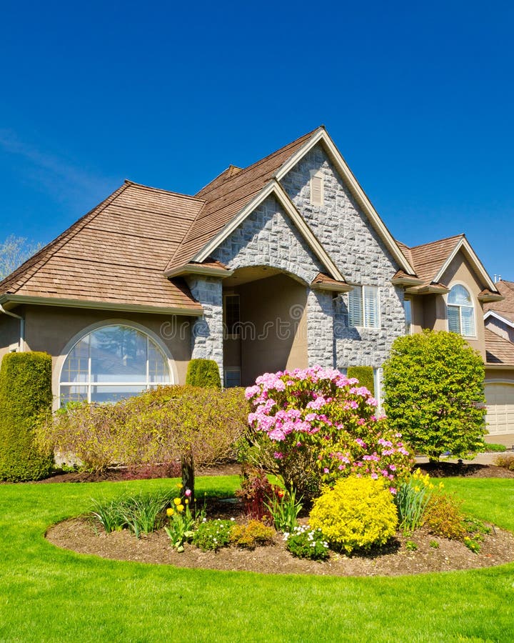 New yellow house stock photo. Image of clouds, deluxe - 5527730