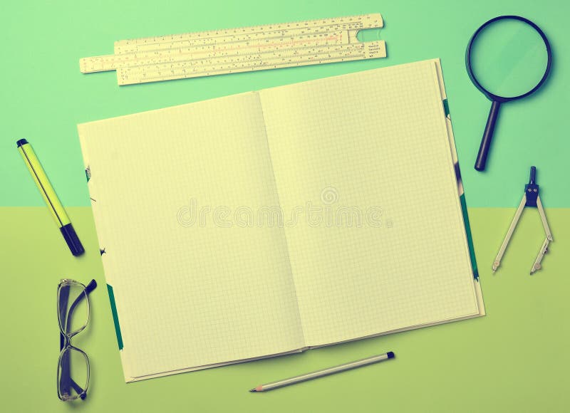 A Large Notebook for Notes and Drafting with Stationery Objects. Stock ...