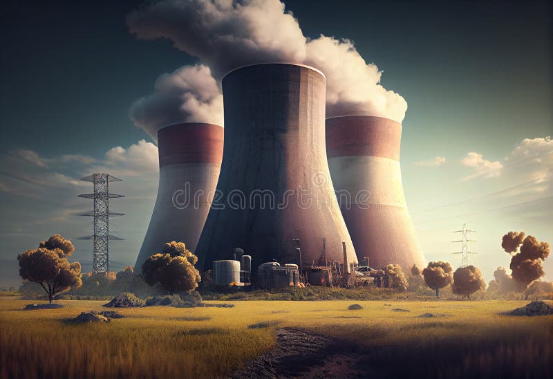 Large Nuclear Power Plant Building Stock Photo - Image of emission ...