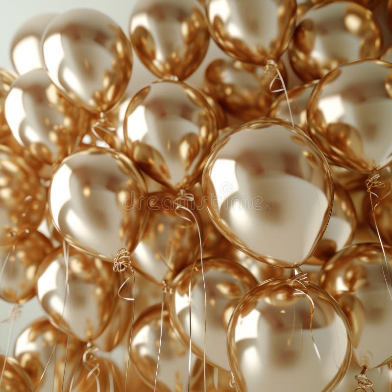 Large Number of Balloon Gold Foil and White Stock Illustration ...