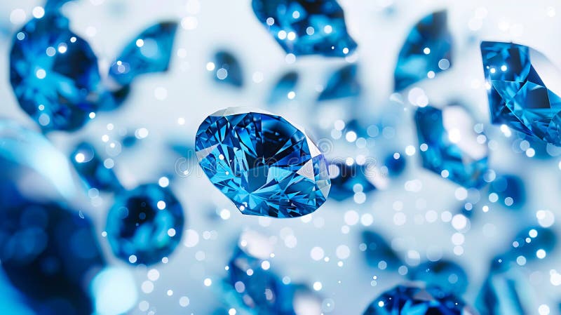 A Large Number of Blue Diamonds are Falling Down Stock Image - Image of ...