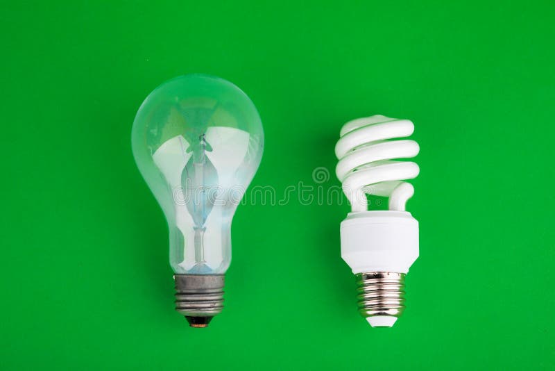 Large Number of Bulbs on a Green Background Stock Photo - Image of ...