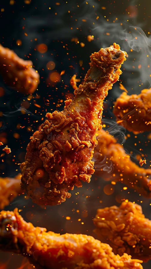 A Large Number of Chicken Wings are Flying in the Air Stock Photo ...