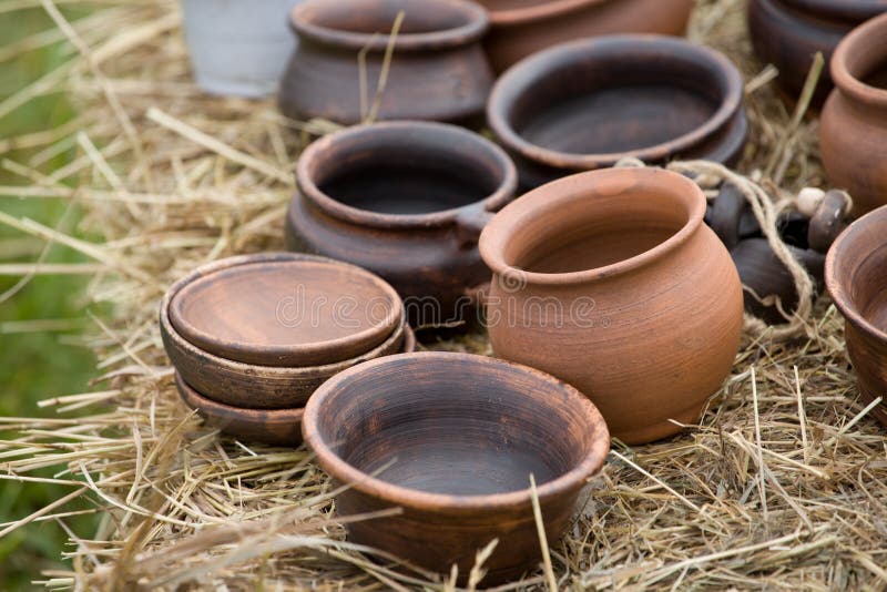 Clay pots lies stock image. Image of pots, handicraft - 157778821